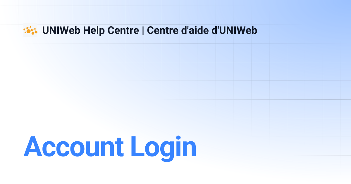 Account Login | UNIWeb Help Centre | Centre d'aide d'UNIWeb